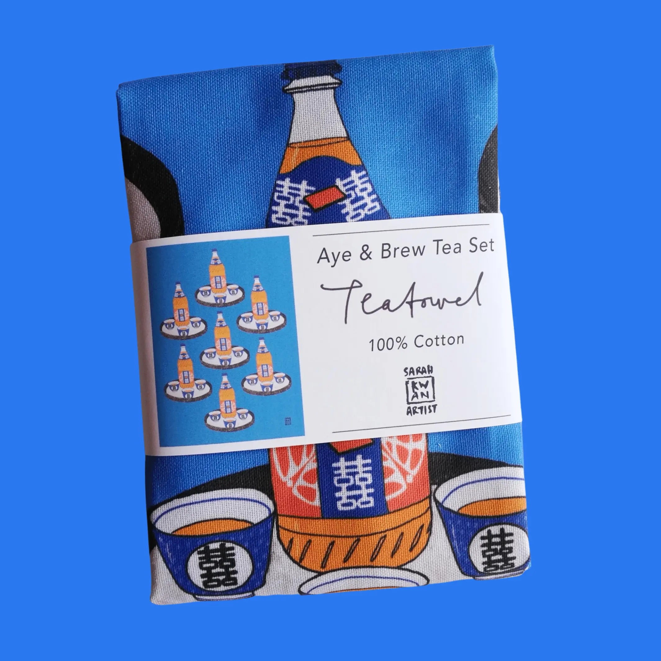 Sarah Kwan Tea Towel - Aye & Brew Tea Set – Migration Museum Shop